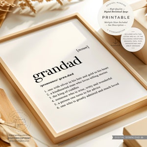 Grandad Definition, PRINTABLE Art, Grandfather Great Grandad, Pops ...