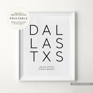 Dallas Texas USA PRINTABLE Wall Art City Name Map - Etsy