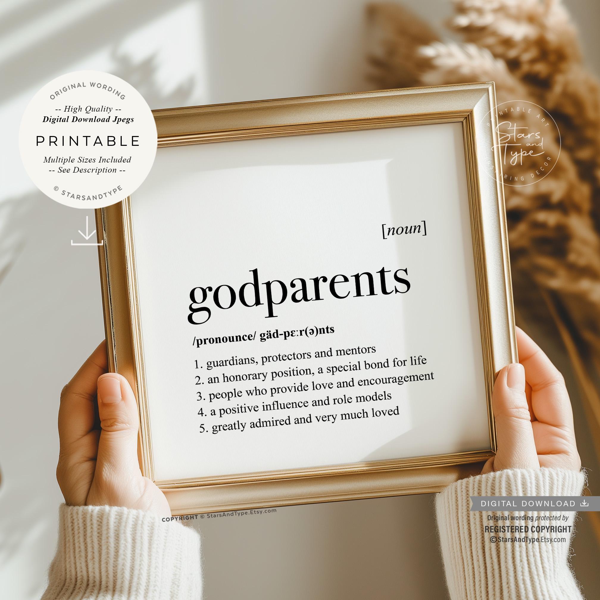Godparents Definition, PRINTABLE Art, Godparent Guideparents Special ...