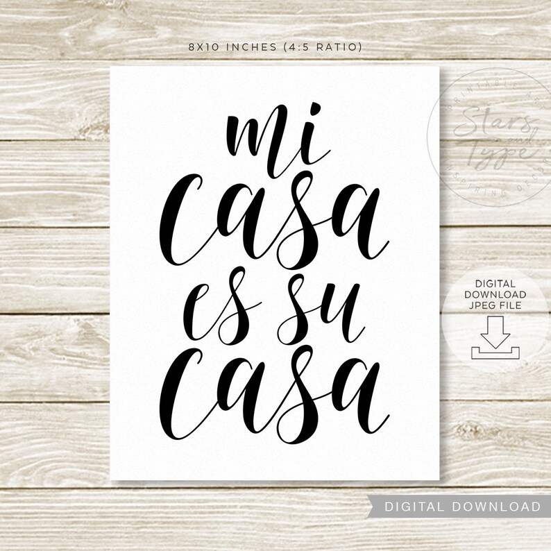 Mi Casa Es Su Casa PRINTABLE Wall Art Welcome Entranceway | Etsy