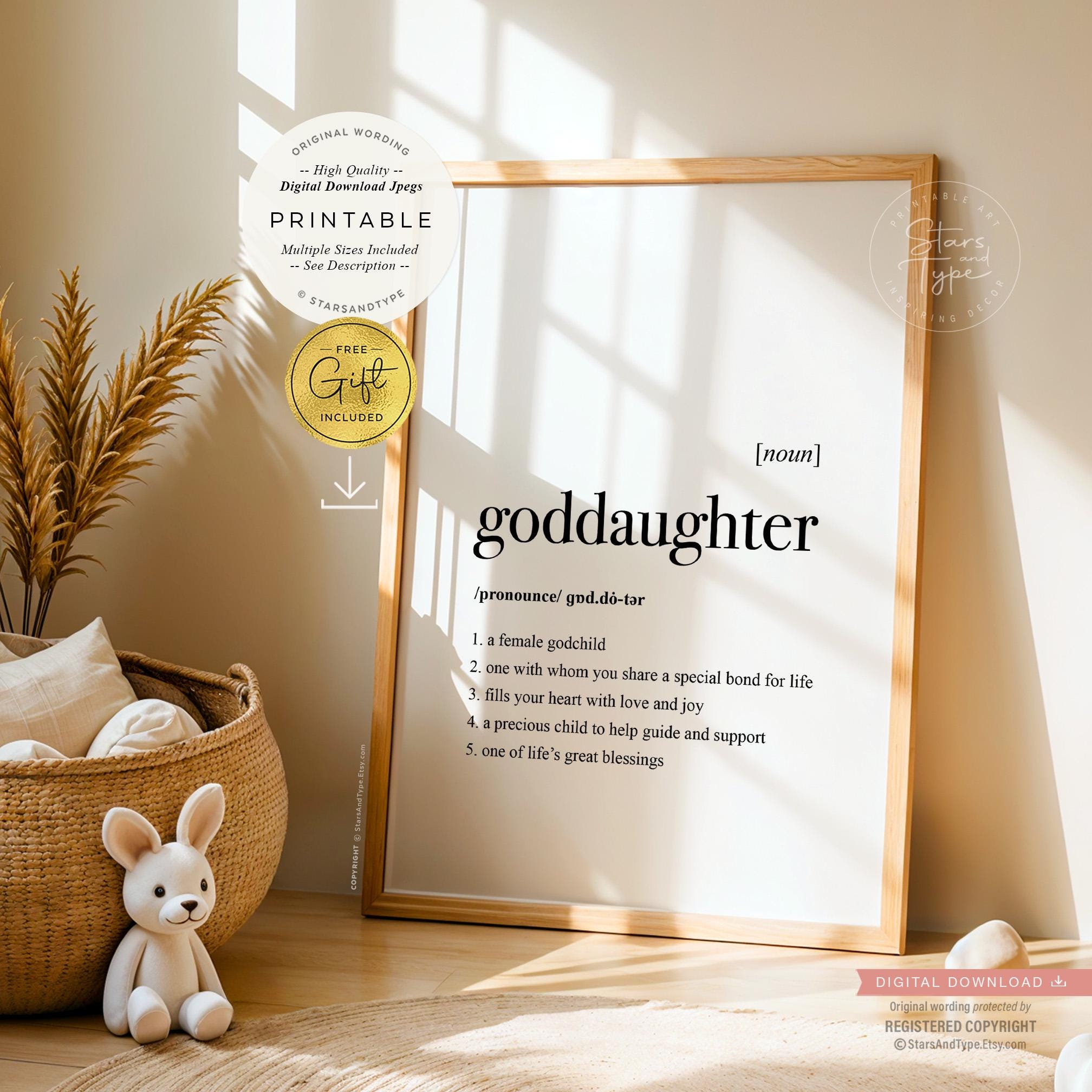 Goddaughter Definition, PRINTABLE Art, Godchild Baptism Christening ...