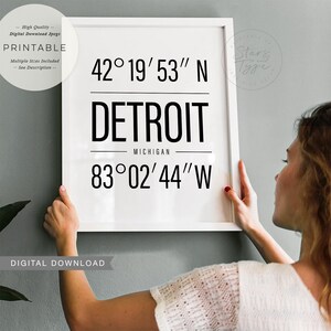 Detroit Michigan USA PRINTABLE Wall Art City Name Map | Etsy