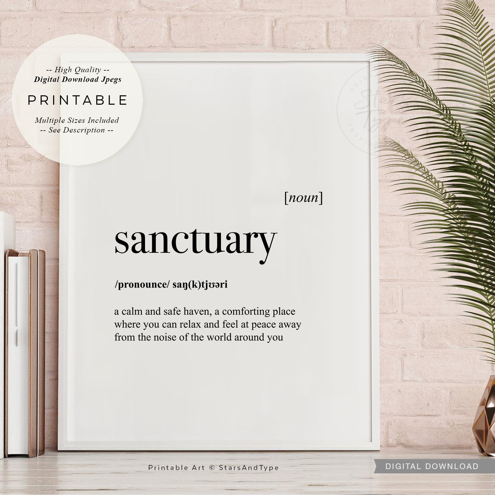 Sanctuary Definition PRINTABLE Art Cosy Comfort Quote Home - Etsy