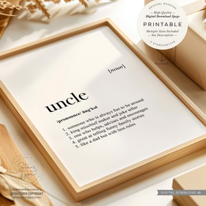 Uncle Definition, PRINTABLE Art, Gift for Special Uncle, Dictionary ...