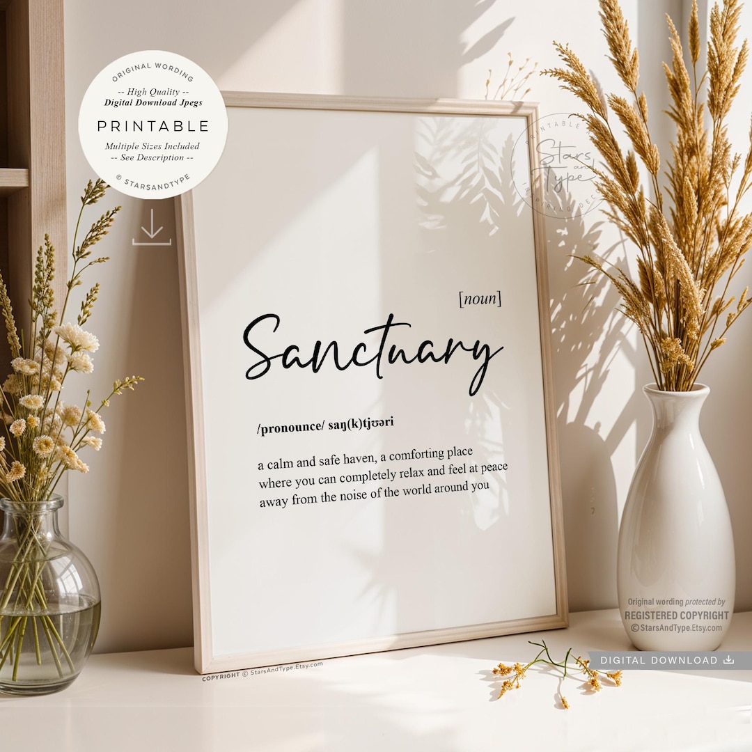 Sanctuary Definition, PRINTABLE Art, Cosy Comfort Quote, Home Living ...