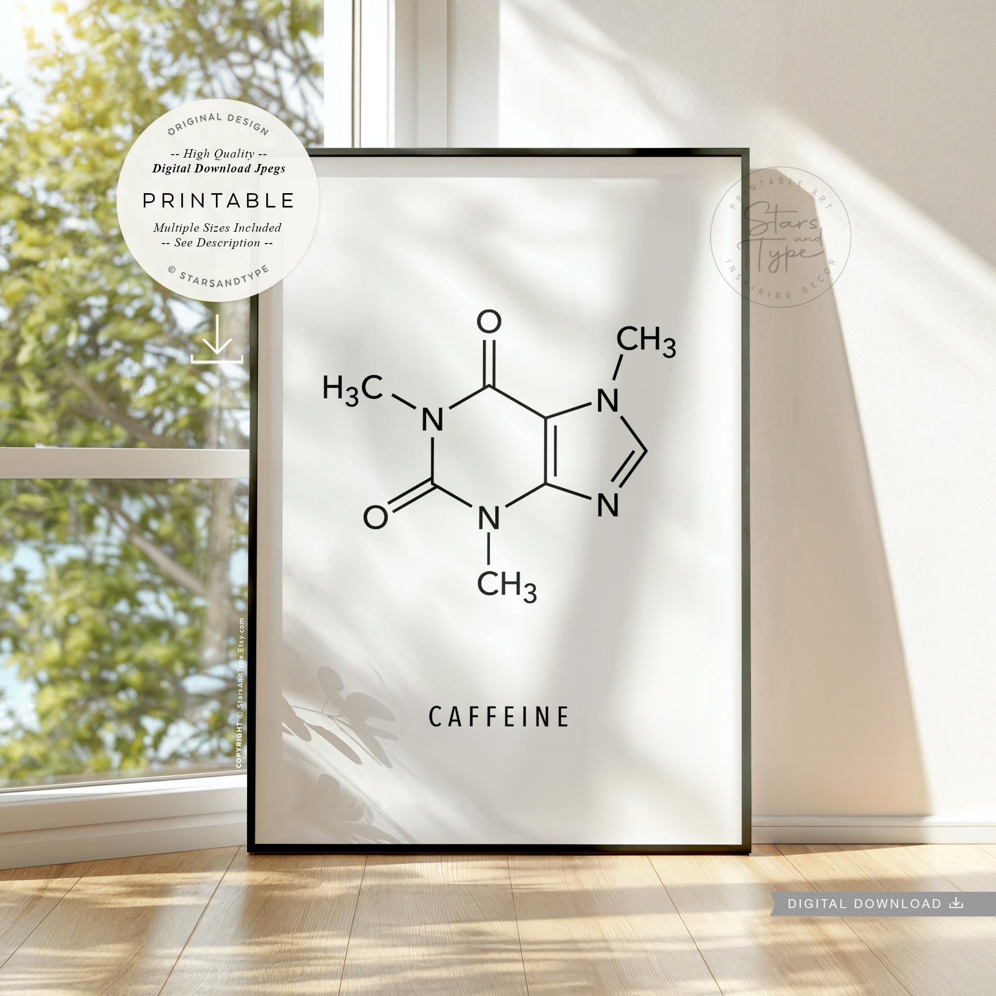 Caffeine Molecule, PRINTABLE Art, Science Chemistry Coffee Tea Lovers ...