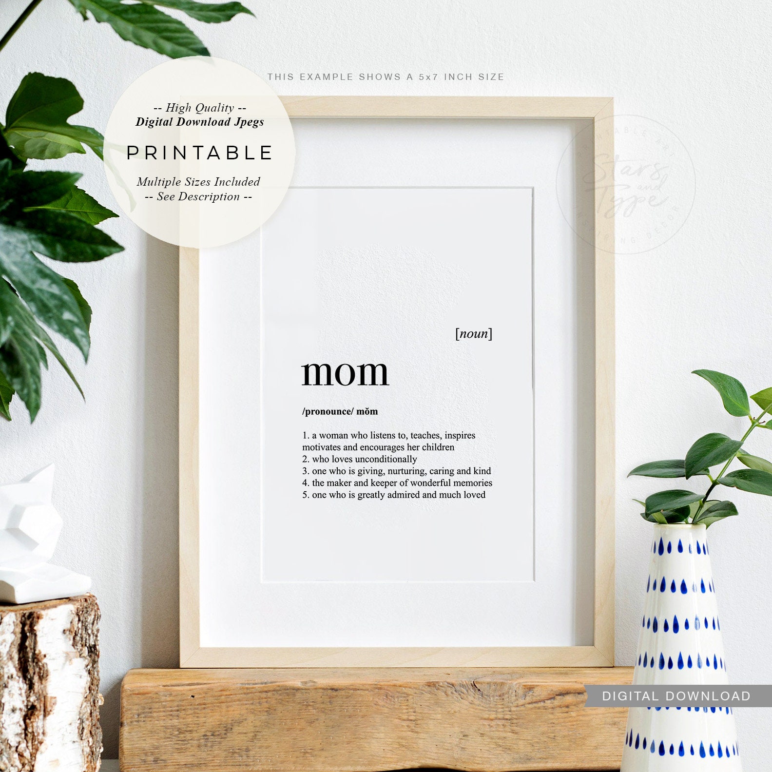 Mom Definition PRINTABLE Art Mother's Day Gift - Etsy UK