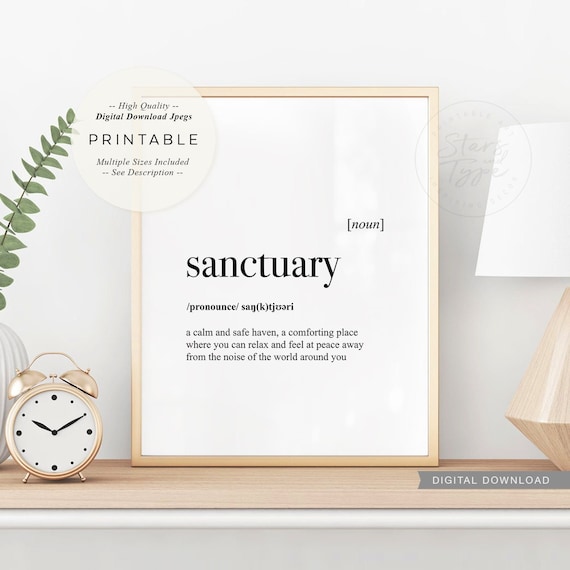 Sanctuary Definition PRINTABLE Art Cosy Comfort Quote Home - Etsy