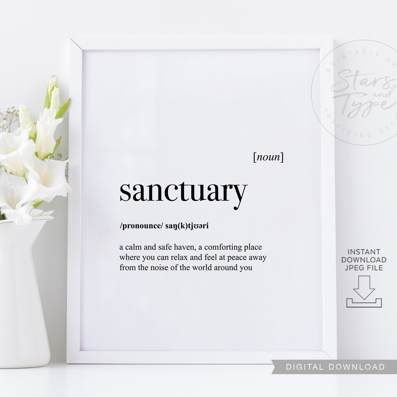 Sanctuary Definition PRINTABLE Art Cosy Comfort Quote Home - Etsy