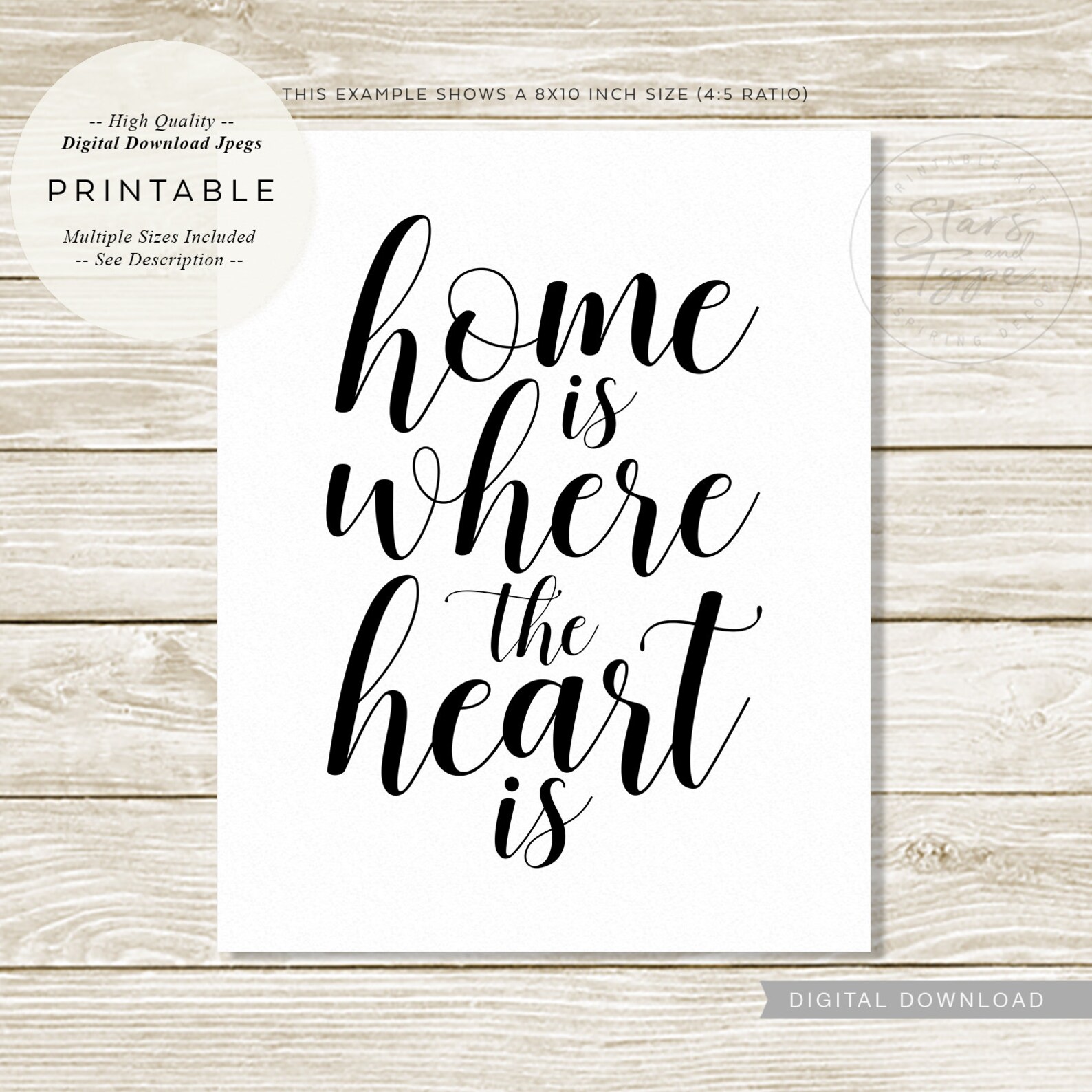Home is Where the Heart Is PRINTABLE Wall Art Love Quote - Etsy UK