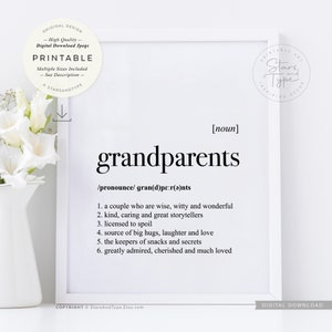 Grandparents Definition, PRINTABLE Art, Grandparent Grandmother Grandad ...