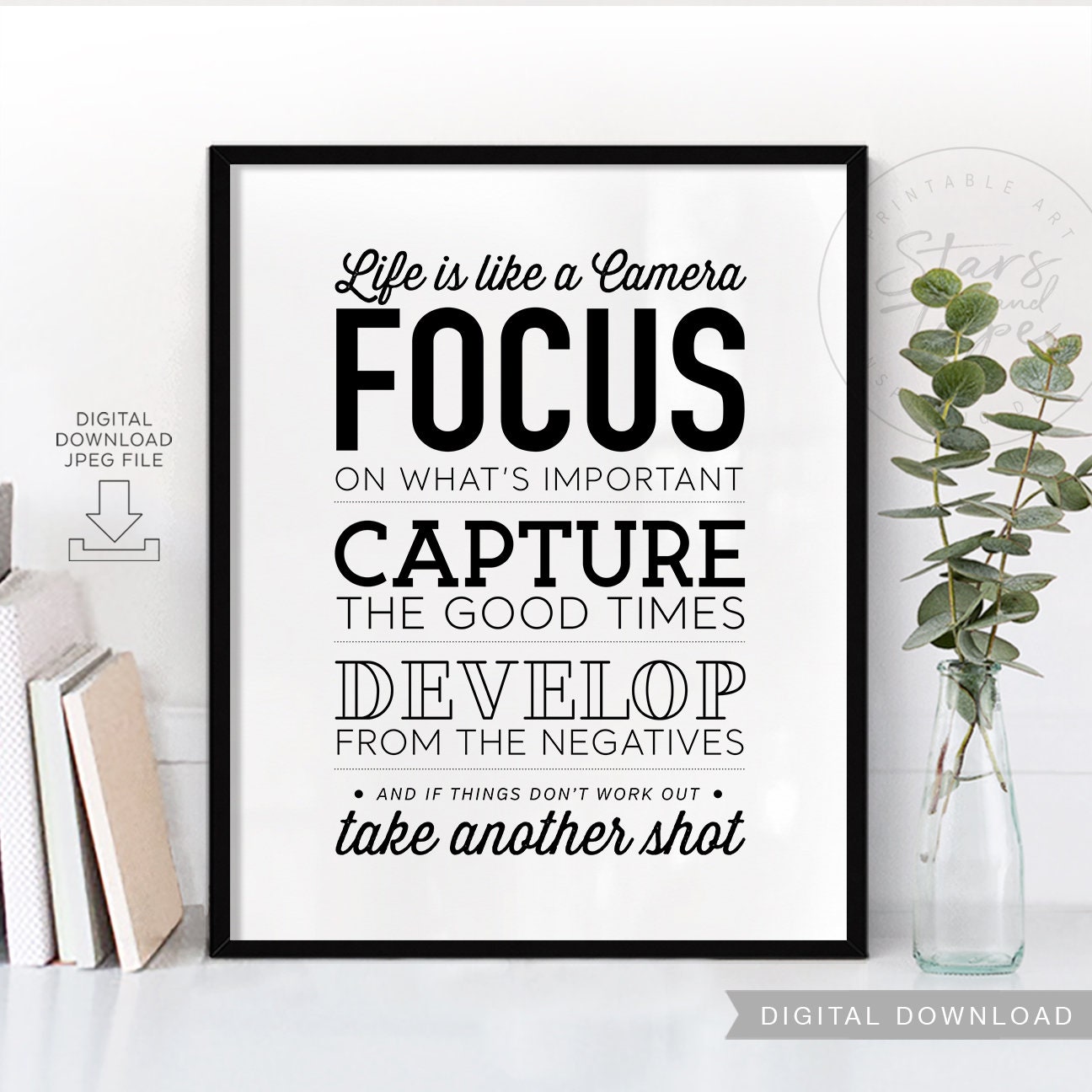 Life is Like a Camera PRINTABLE Wall Art Home Office Decor - Etsy UK