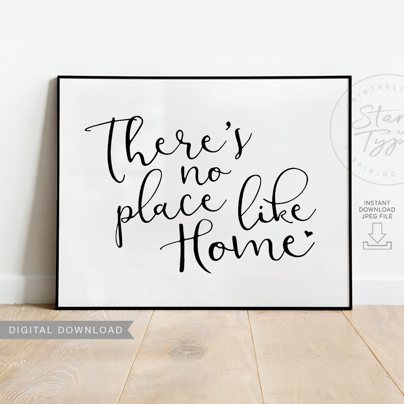 Theres No Place Like Home PRINTABLE Wall Art Entry Way - Etsy