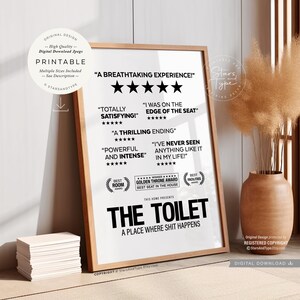 Toilet 5 Star Reviews, PRINTABLE Wall Art, Bathroom Rating Sign, Funny ...