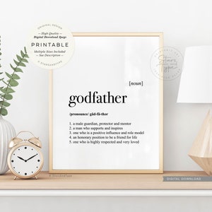 Godfather Definition, PRINTABLE Art, God Father Baptism Christening ...