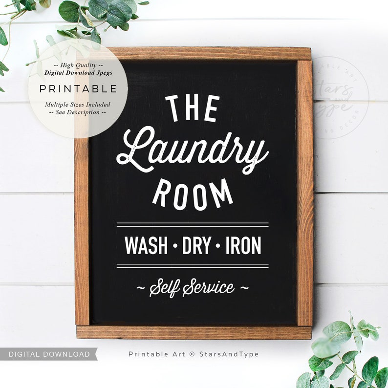 Laundry Sign PRINTABLE Wall Art Wash Room Laundry Room - Etsy UK