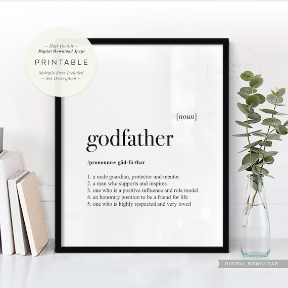 Godfather Definition PRINTABLE Art God Father Baptism - Etsy