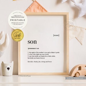 Son Definition, PRINTABLE Art, Special Gift for A Boy, Son Quote Sign ...