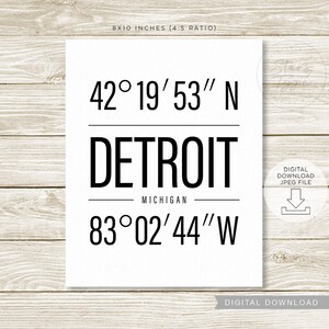 Detroit Michigan USA PRINTABLE Wall Art City Name Map | Etsy