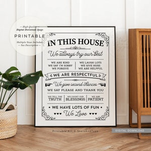 Family House Home Rules PRINTABLE Wall Art in This House We - Etsy UK
