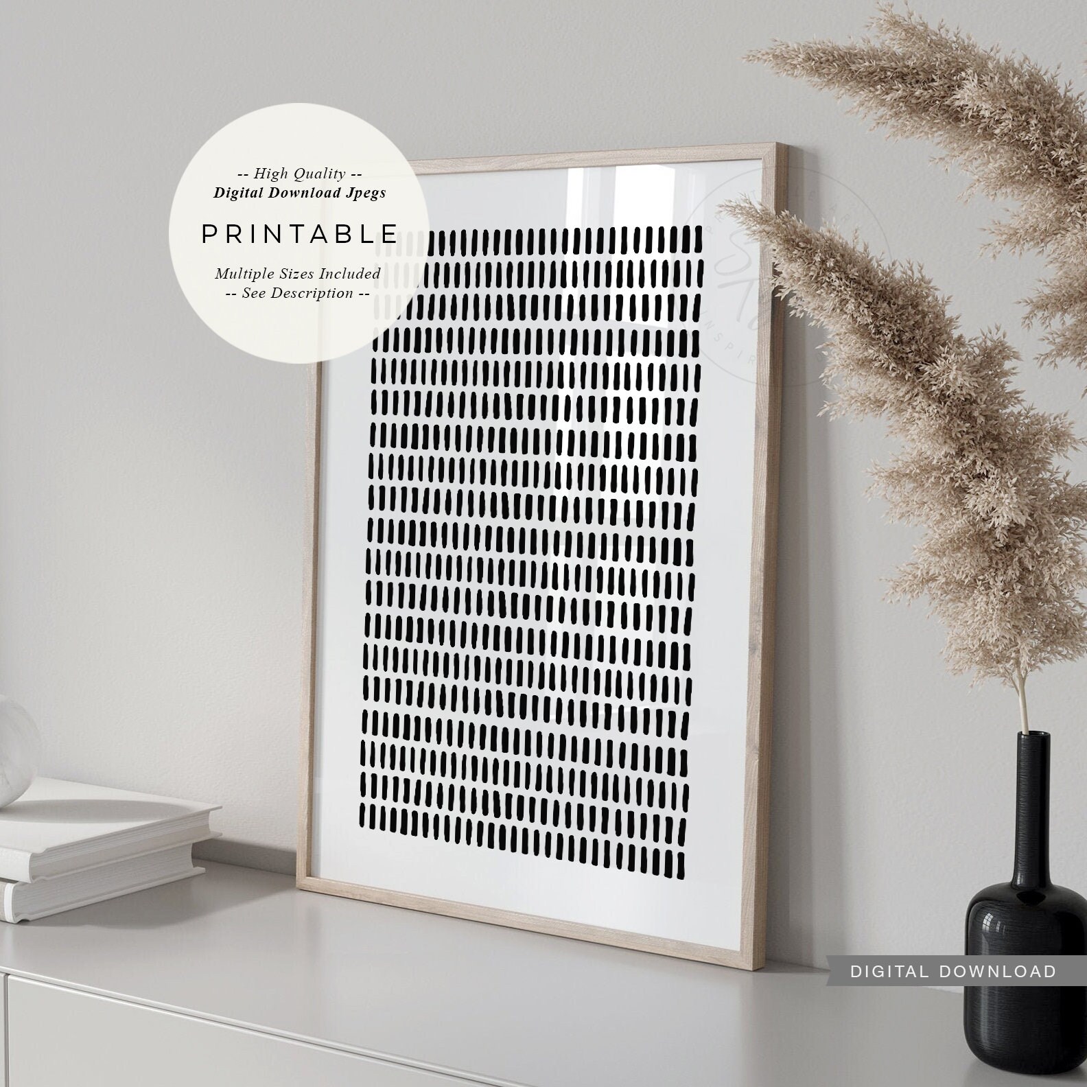 Abstract Black Lines Pattern PRINTABLE Wall Art Boho Modern - Etsy
