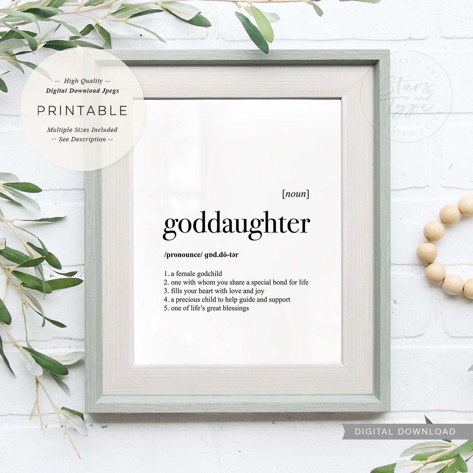 Goddaughter Definition PRINTABLE Art Dictionary Meaning - Etsy Canada