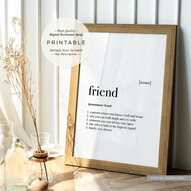 Friend Dictionary PRINTABLE Art Definition Meaning Special - Etsy UK