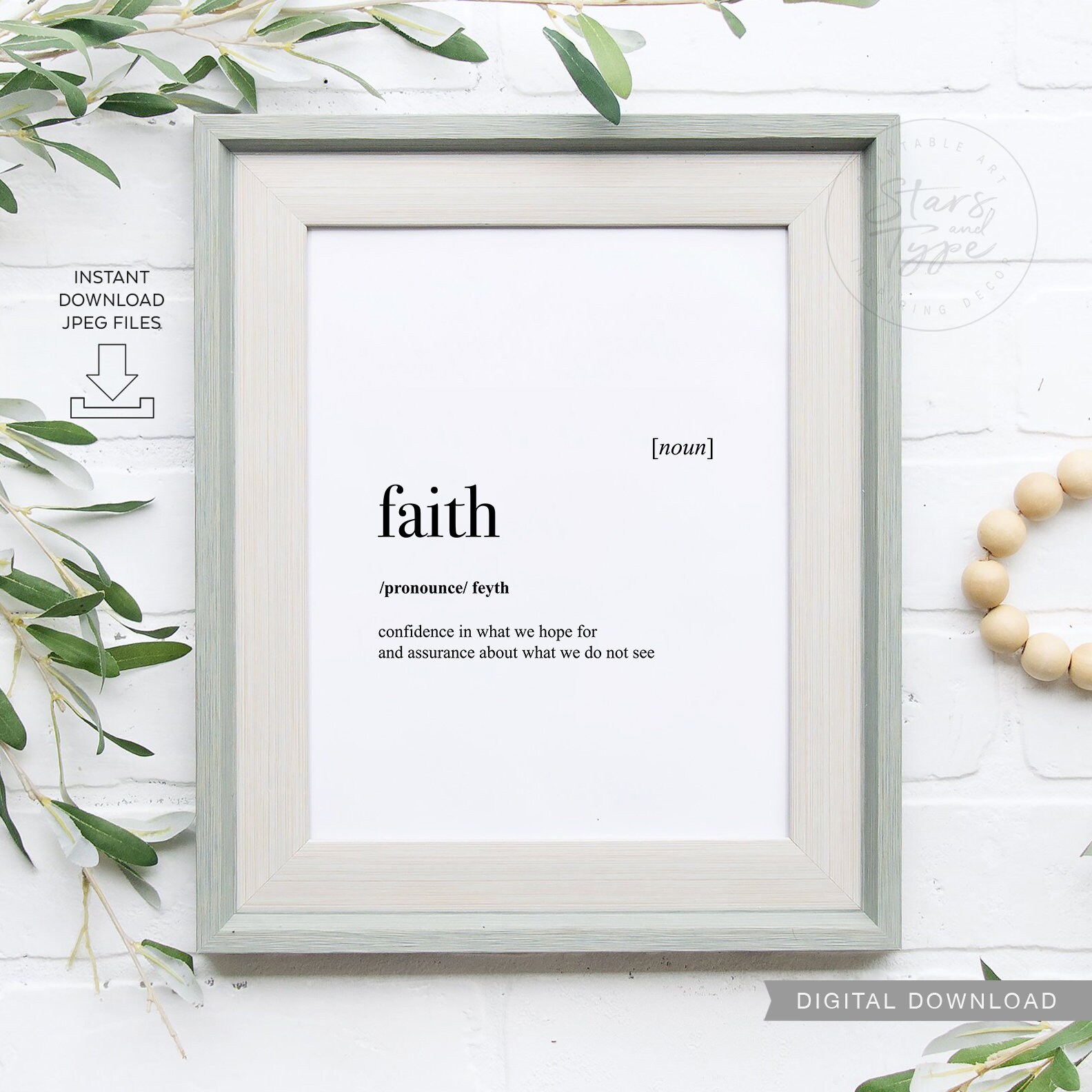 Faith Definition PRINTABLE Art Dictionary Meaning Hope | Etsy