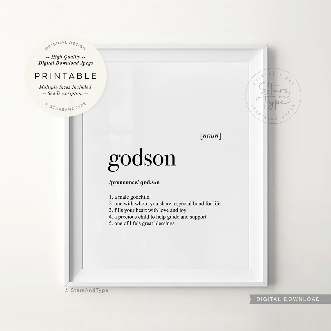 Godson Definition, PRINTABLE Art, Dictionary Meaning, Special Godchild ...