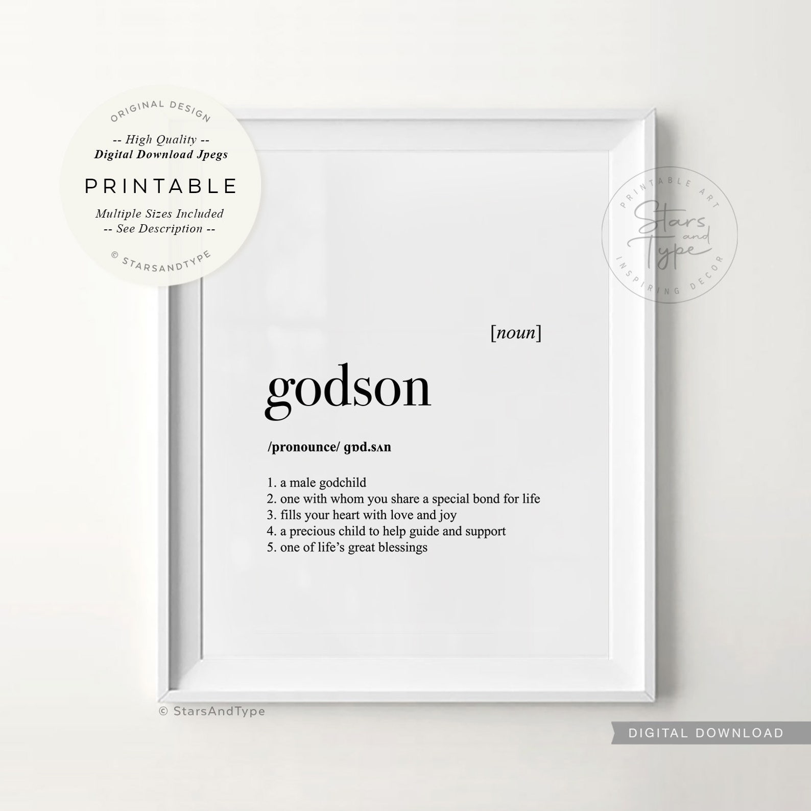 Godson Definition, PRINTABLE Art, Dictionary Meaning, Baptism ...