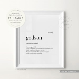 Godson Definition, PRINTABLE Art, Dictionary Meaning, Special Godchild ...