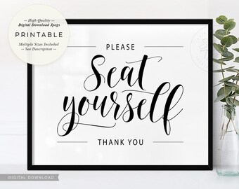 Wedding Seat Yourself Sign - Etsy