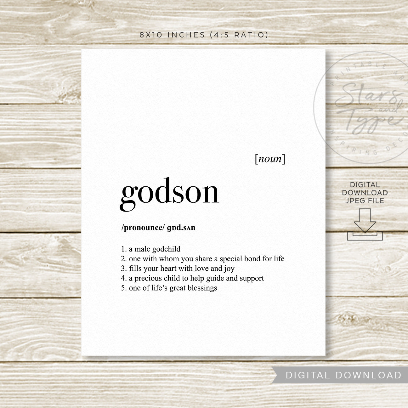 Godson Definition PRINTABLE Art Dictionary Meaning Special - Etsy UK