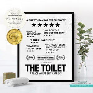 Toilet 5 Star Reviews, PRINTABLE Wall Art, Bathroom Rating Sign, Funny ...