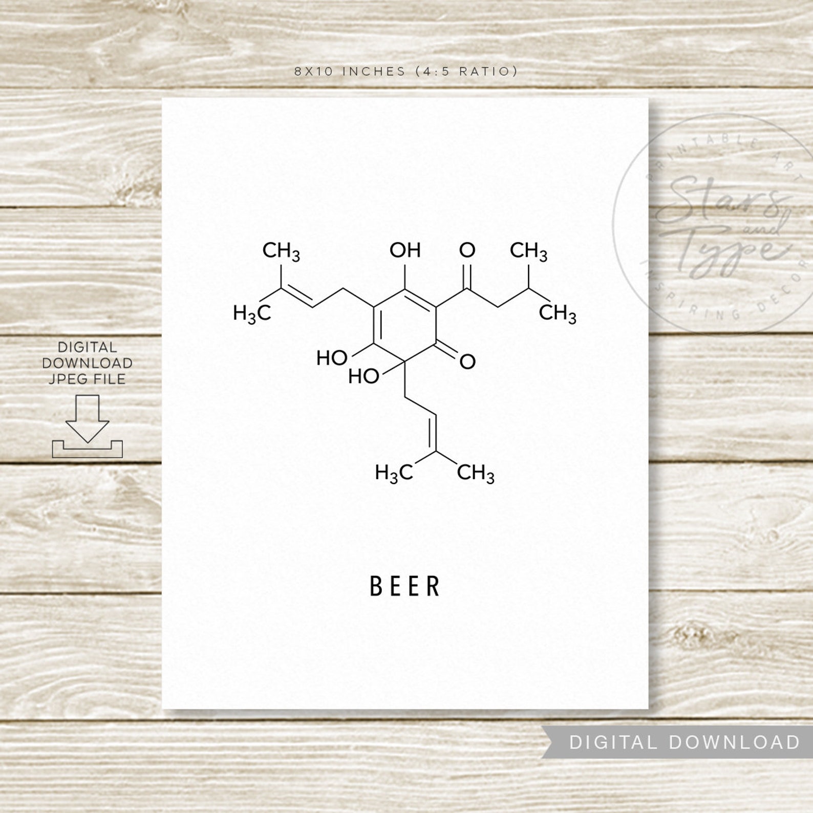 Beer Molecule PRINTABLE Wall Art Molecule Science Chemistry | Etsy