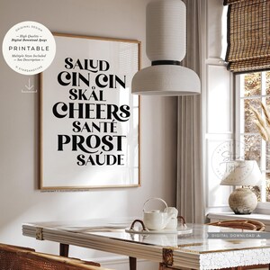 Cheers Different Languages PRINTABLE Art, Bar Cart Drinks Trolley, Alcohol Drinks Party Decor ...