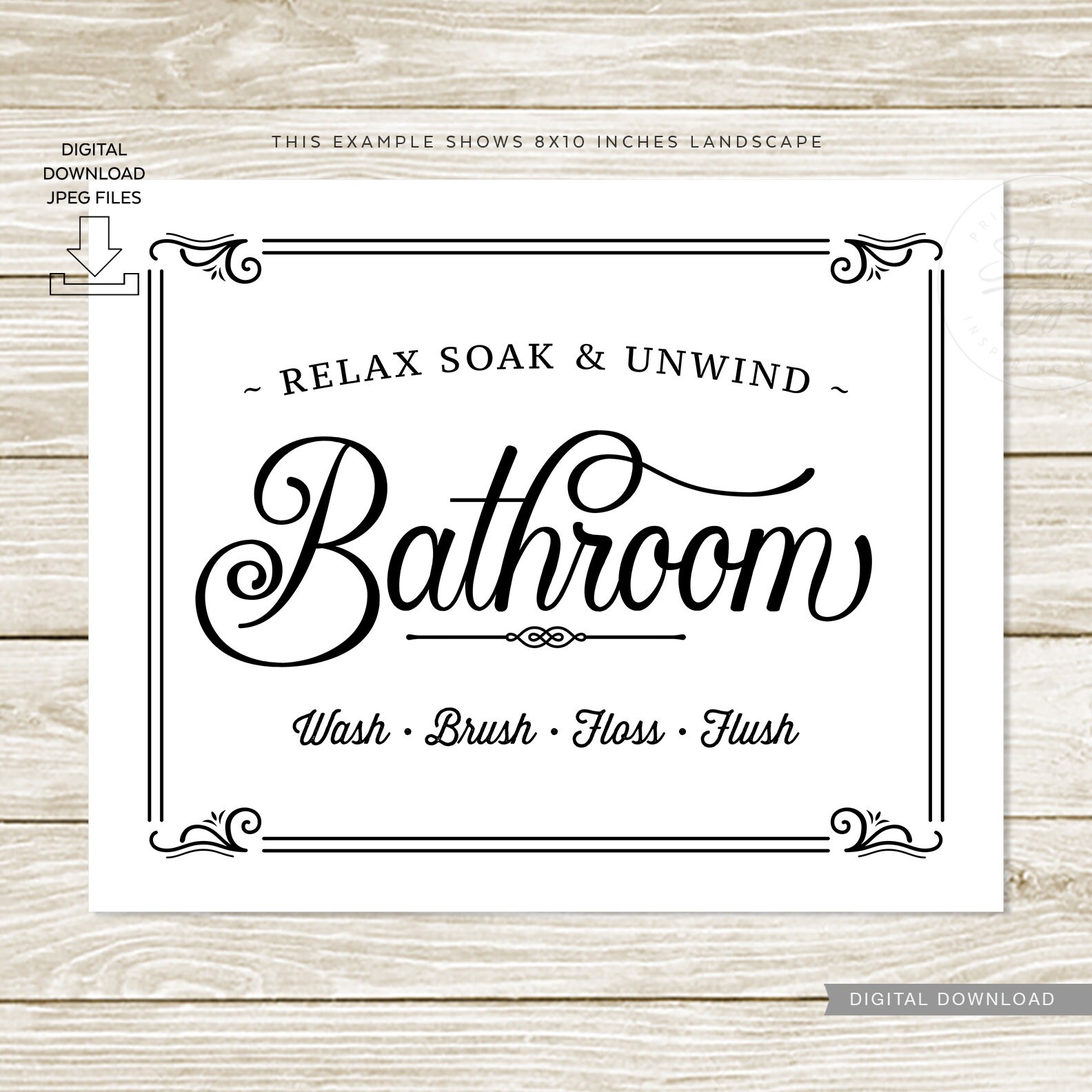 Bathroom PRINTABLE Wall Art Vintage Farmhouse Style Sign Door - Etsy UK