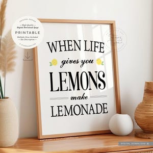 When Life Gives You Lemons Make Lemonade, PRINTABLE Wall Art, Kitchen ...