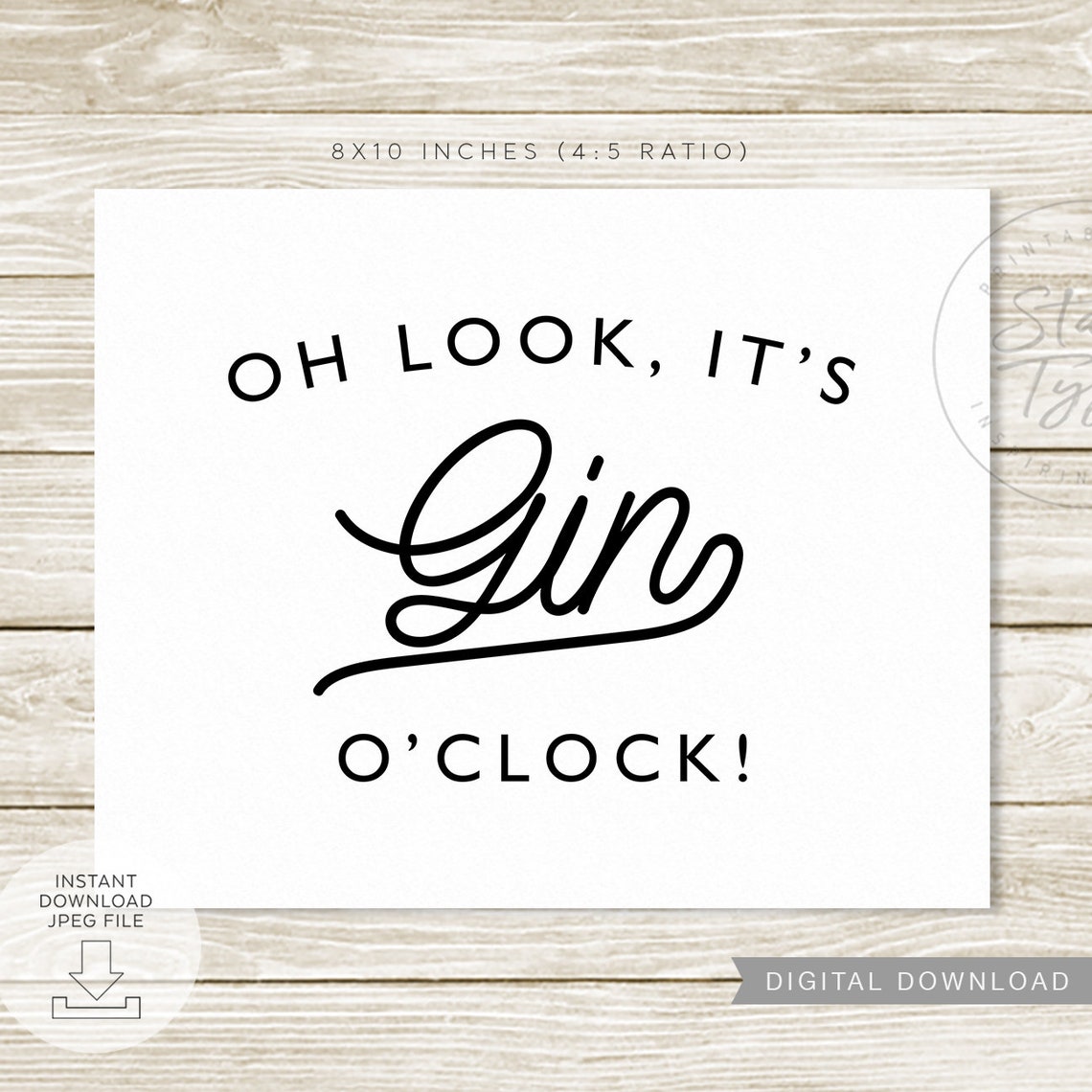 It's Gin O'clock PRINTABLE Wall Art Alcohol Quote - Etsy UK