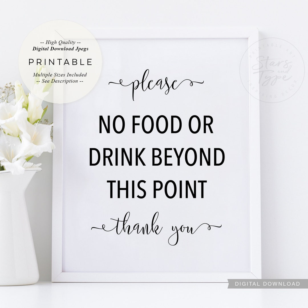 No Food or Drink Beyond This Point, PRINTABLE, Entryway Party Wedding ...