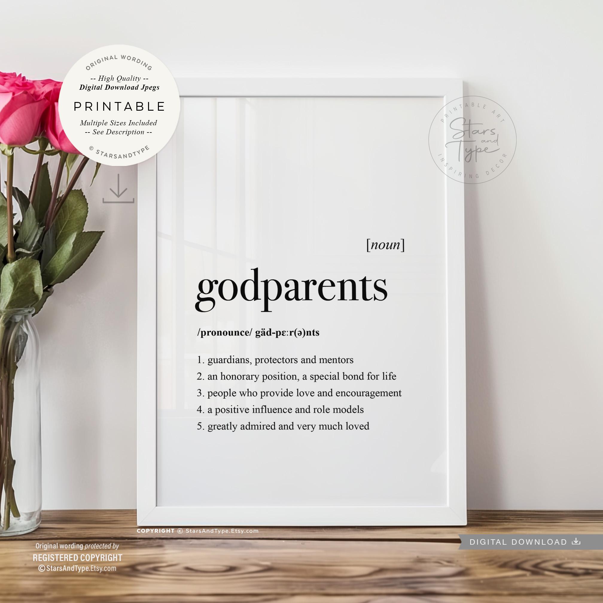Godparents Definition, PRINTABLE Art, Godparent Guideparents Special ...