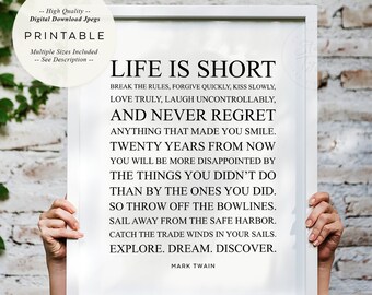 Life is Short Quote Mark Twain - Etsy