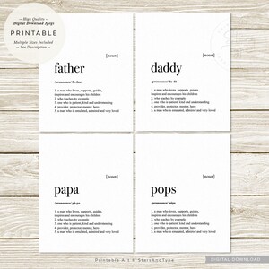 Dad Definition PRINTABLE Art, Pops Daddy Papa, Best Father Quote ...