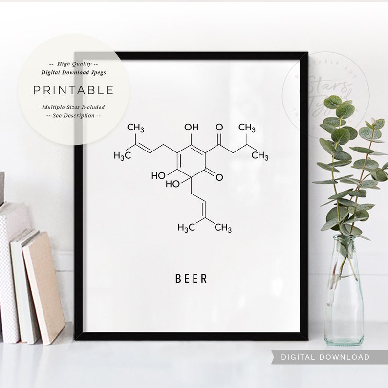 Beer Molecule PRINTABLE Wall Art Molecule Science Chemistry | Etsy