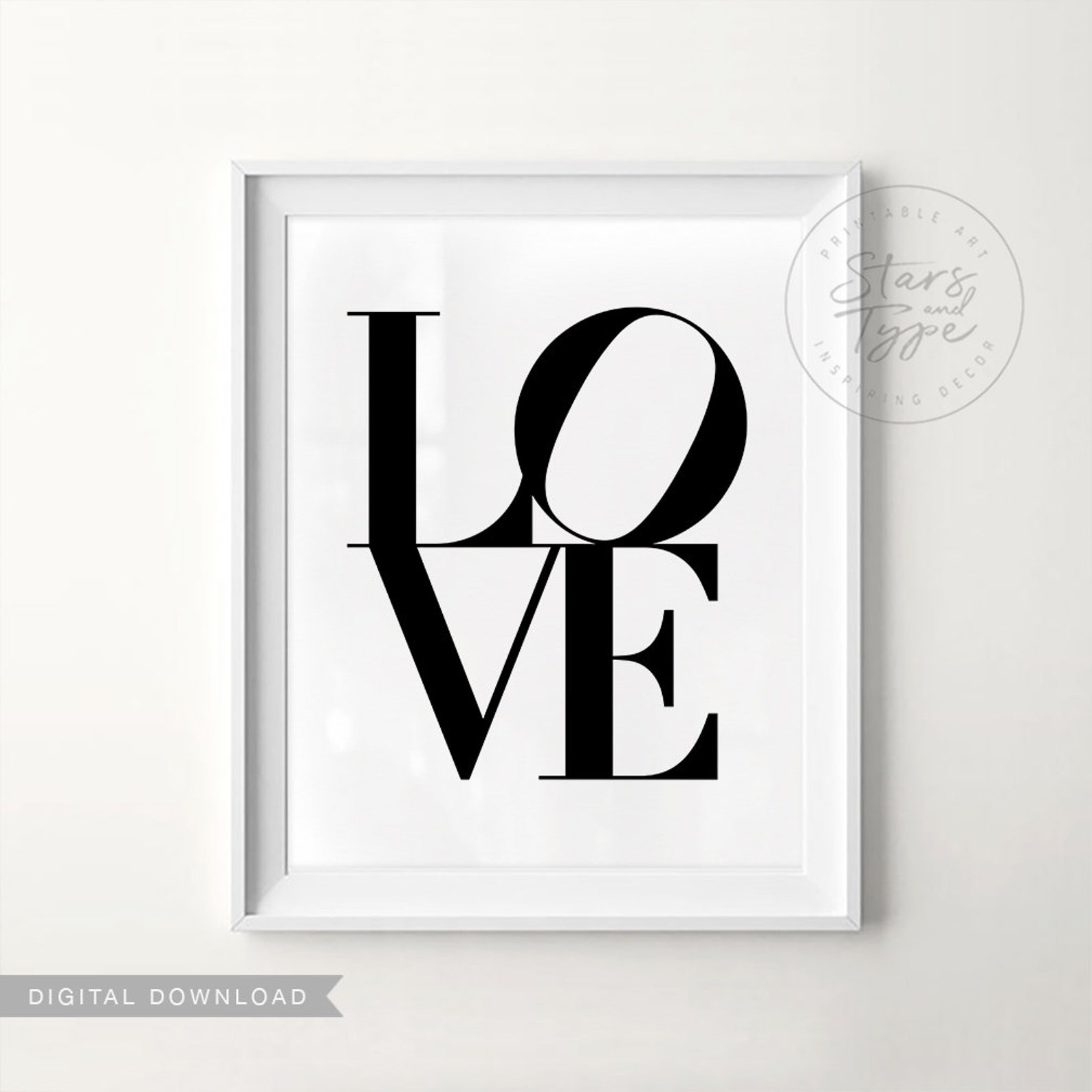 Love PRINTABLE Wall Art L O V E Classic Love 4 Letters - Etsy