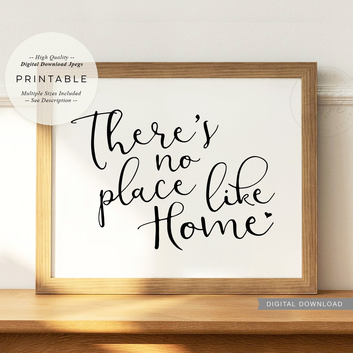 Theres No Place Like Home PRINTABLE Wall Art Entry Way - Etsy