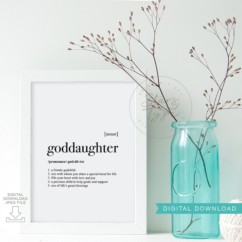 Goddaughter Definition PRINTABLE Art Dictionary Meaning | Etsy