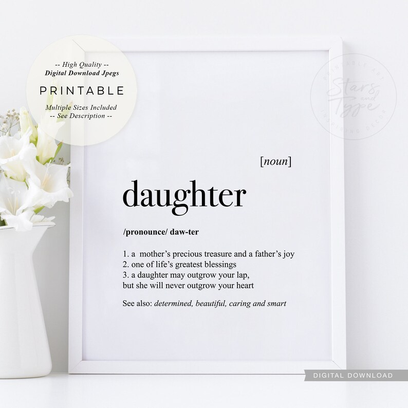 Daughter Definition PRINTABLE Art Special Birthday Gift - Etsy UK