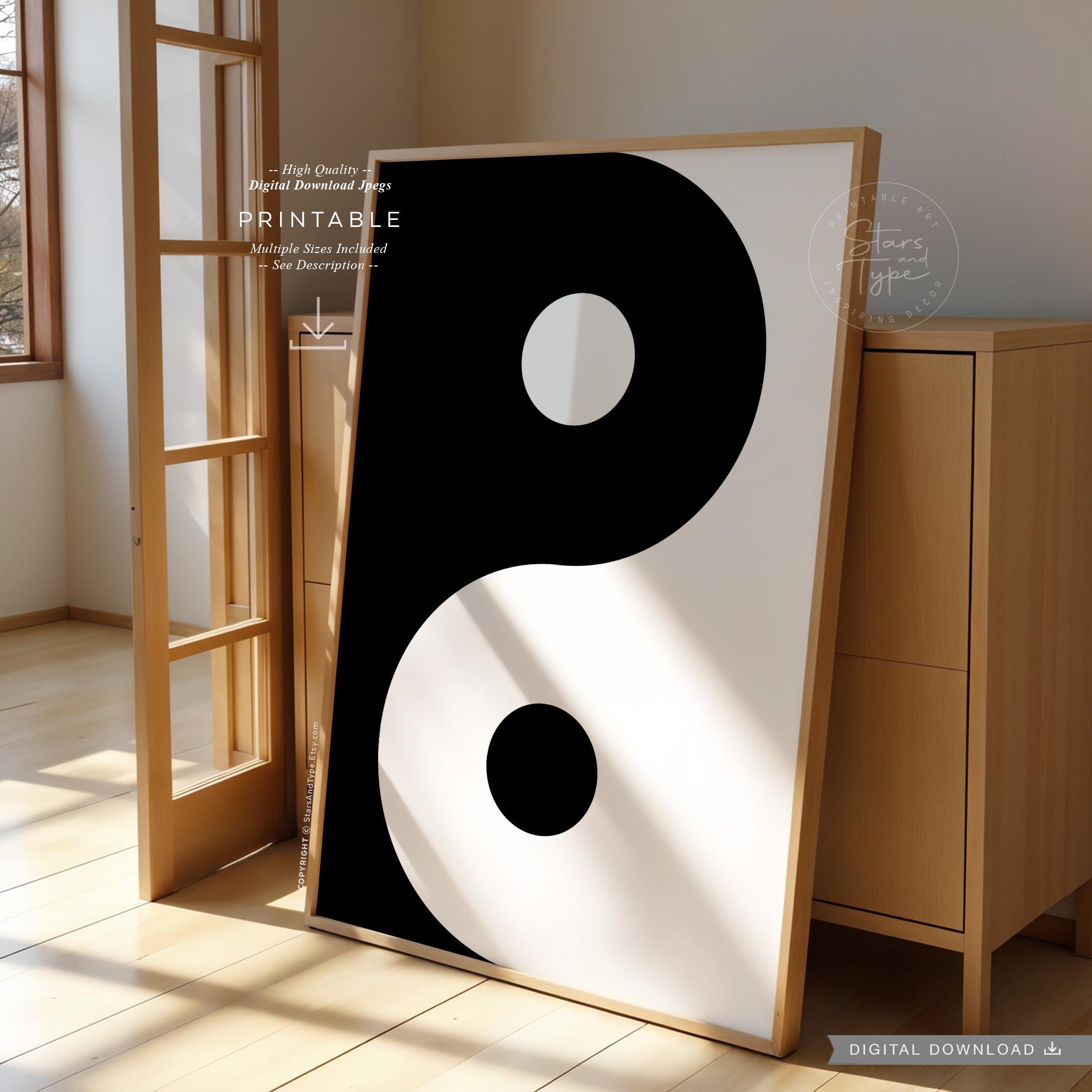 Ying Yang PRINTABLE Wall Art, Black White Boho Minimalist Decor ...