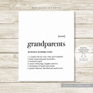 Grandparents Definition, PRINTABLE Art, Grandparent Grandmother Grandad ...